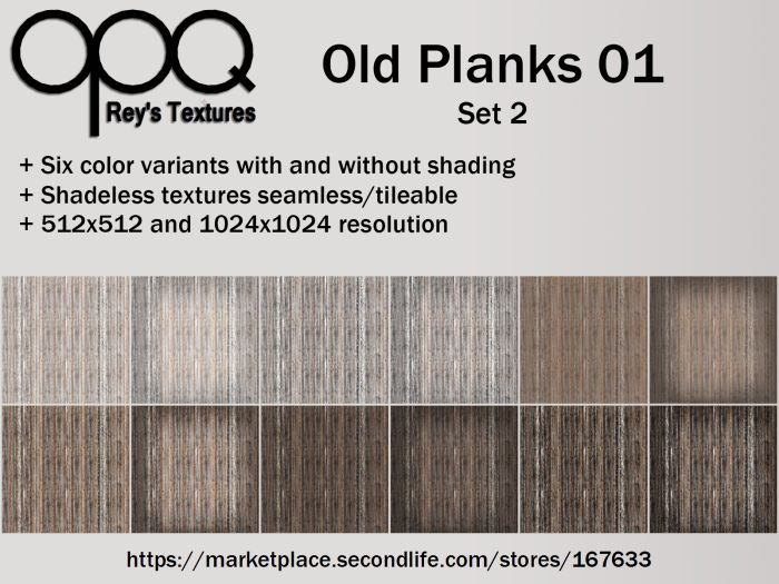 Second Life Marketplace - Rey's Old Planks 01 Set 2 - Old Floorboard/Plank Textures, 12 Variants